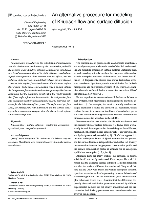 (PDF) of Knudsen flow and surface diffusion