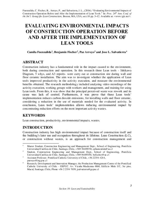 (PDF) Evaluating Environmental Impacts of Construction Operation Before ...