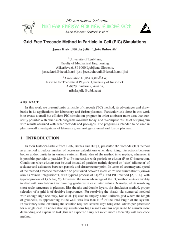 (PDF) Grid-Free Treecode Method in Particle-In-Cell (PIC) Simulations