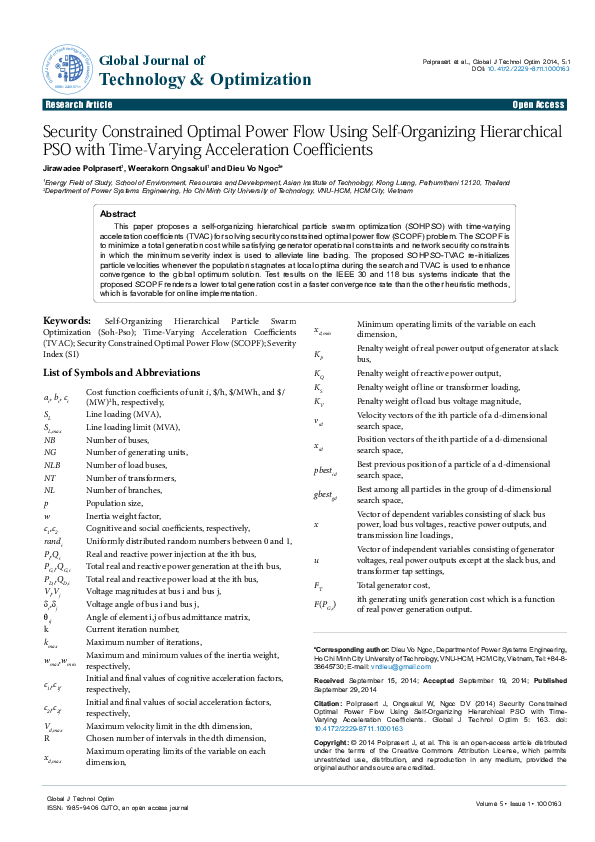 Pdf Security Constrained Optimal Power Flow Using Genetic Algorithms
