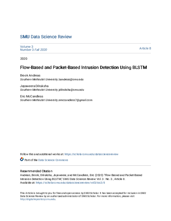 (PDF) Flow-Based and Packet-Based Intrusion Detection Using BLSTM