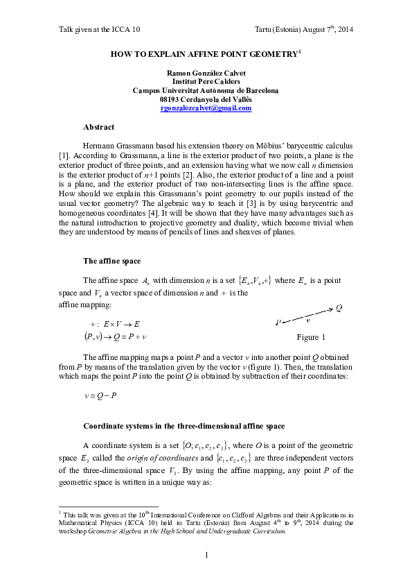 (PDF) How to Explain Affine Point Geometry