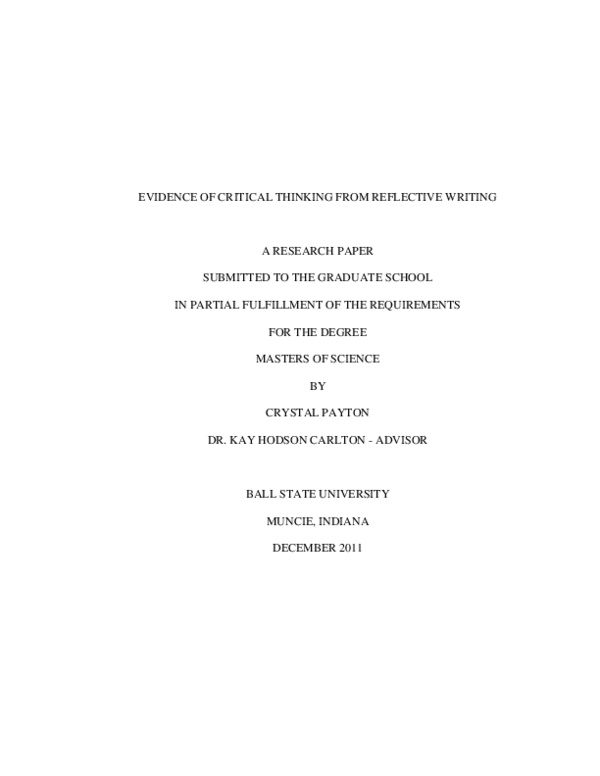 (PDF) Evidence of critical thinking from reflective writing | Crystal ...