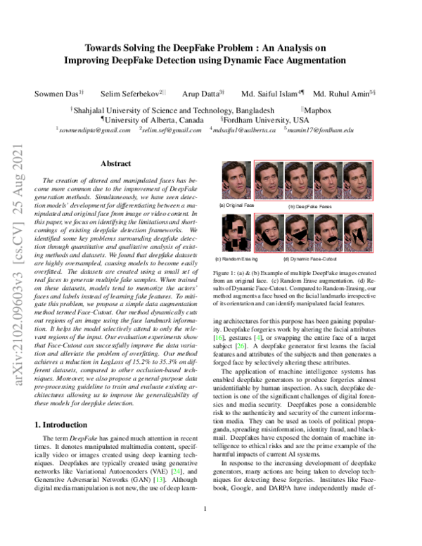 (PDF) Towards Solving the DeepFake Problem : An Analysis on Improving DeepFake Detection using ...