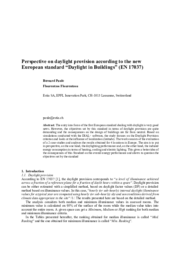 (PDF) Perspective on daylight provision according to the new European ...