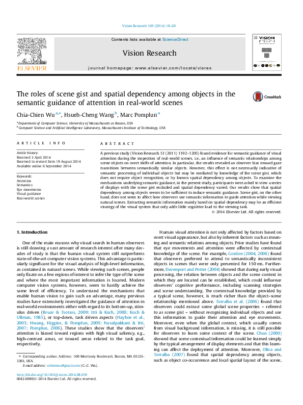 Pdf The Roles Of Scene Gist And Spatial Dependency Among Objects In