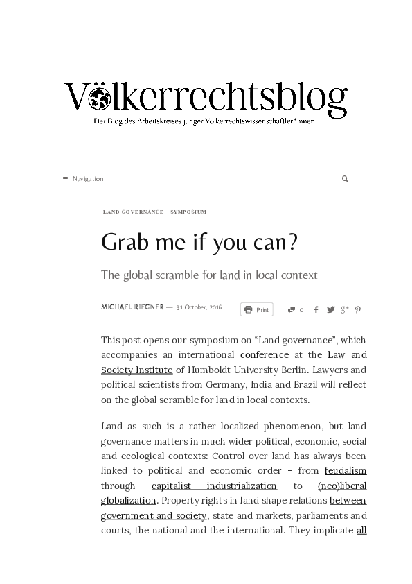 (PDF) Grab me if you can?: The global scramble for land in local ...