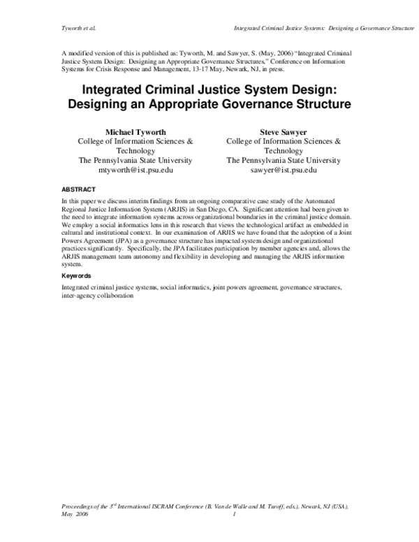 (PDF) Integrated Criminal Justice System Design: Designing an ...