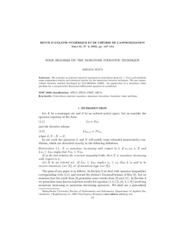 (PDF) Some remarks on the monotone iterative technique | Adriana Buica - Academia.edu
