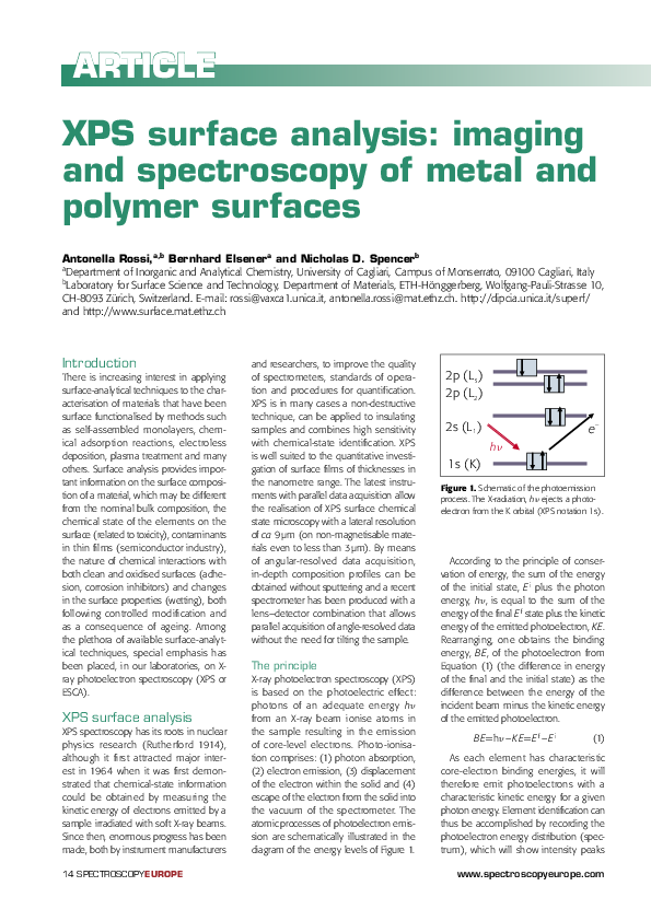 (PDF) XPS surface analysis: imaging and spectroscopy of metal and ...