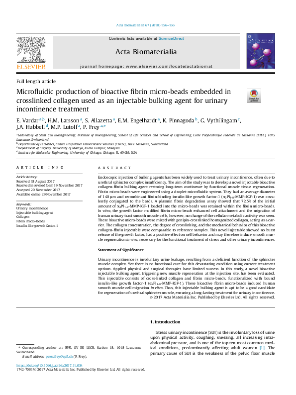 (PDF) Microfluidic production of bioactive fibrin micro-beads embedded ...