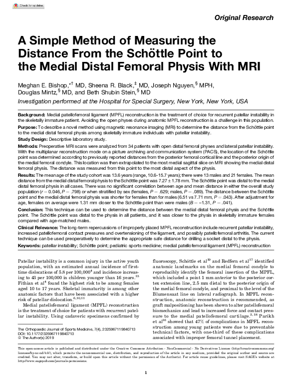 (PDF) A Simple Method of Measuring the Distance From the Schöttle Point ...