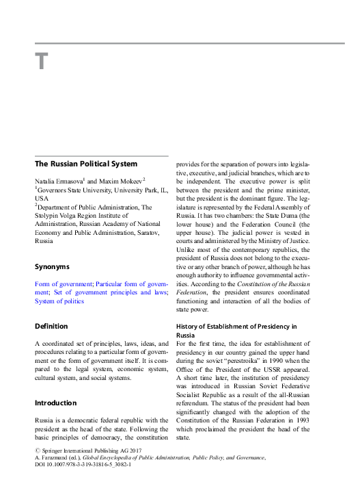 (PDF) The Russian Political System