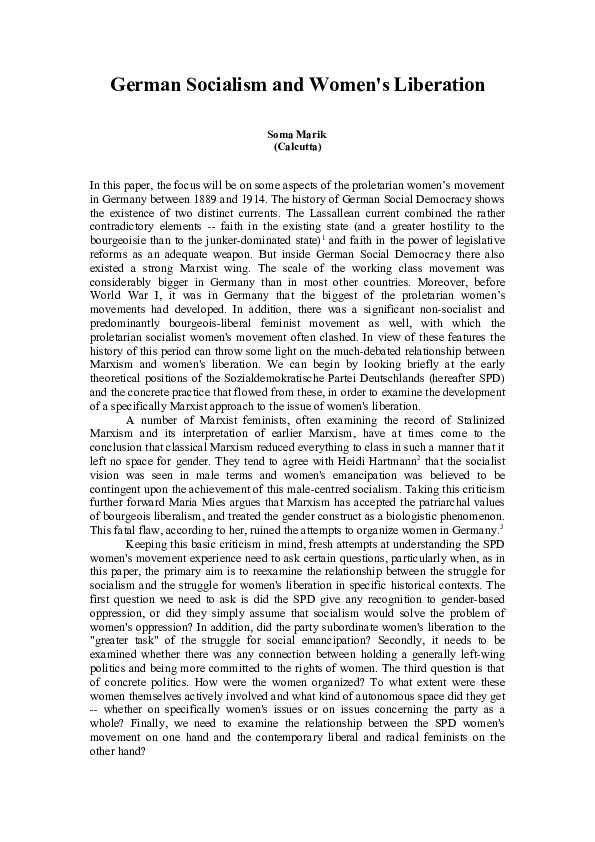 (DOC) 8 German Socialism and Women's Liberation