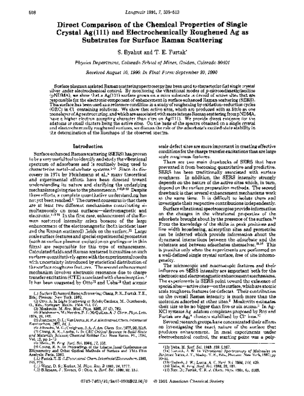 (PDF) Direct comparison of the chemical properties of single crystal Ag ...
