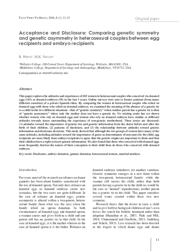 (PDF) Acceptance and Disclosure: Comparing genetic symmetry and genetic ...