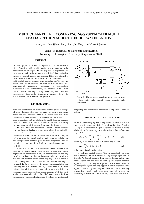 (PDF) Multichannel Teleconferencing with AEC