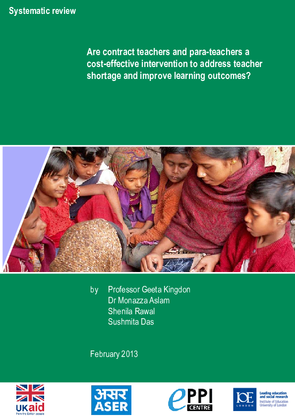 (PDF) Are contract teachers and para-teachers a cost-effective ...