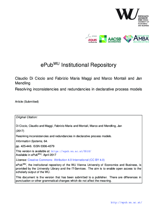 (PDF) Resolving inconsistencies and redundancies in declarative process models