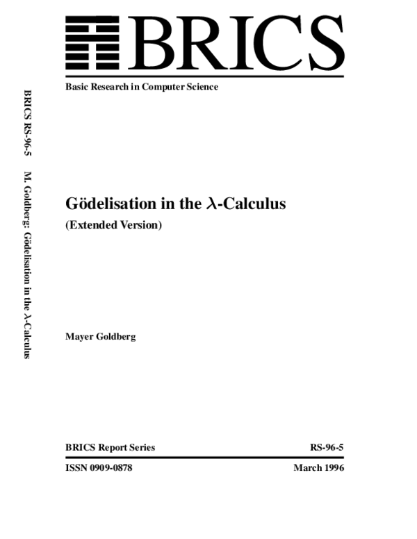 (PDF) Gödelisation in the lambda-Calculus (Extended Version)