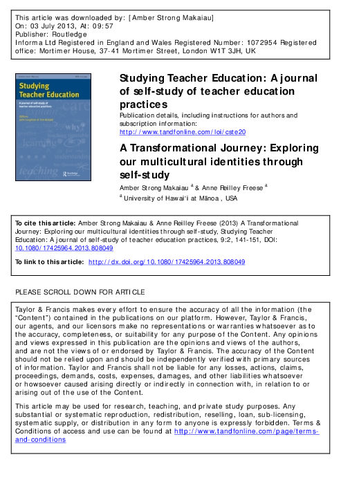 (PDF) Studying Teacher Education: A journal of self-study of teacher ...