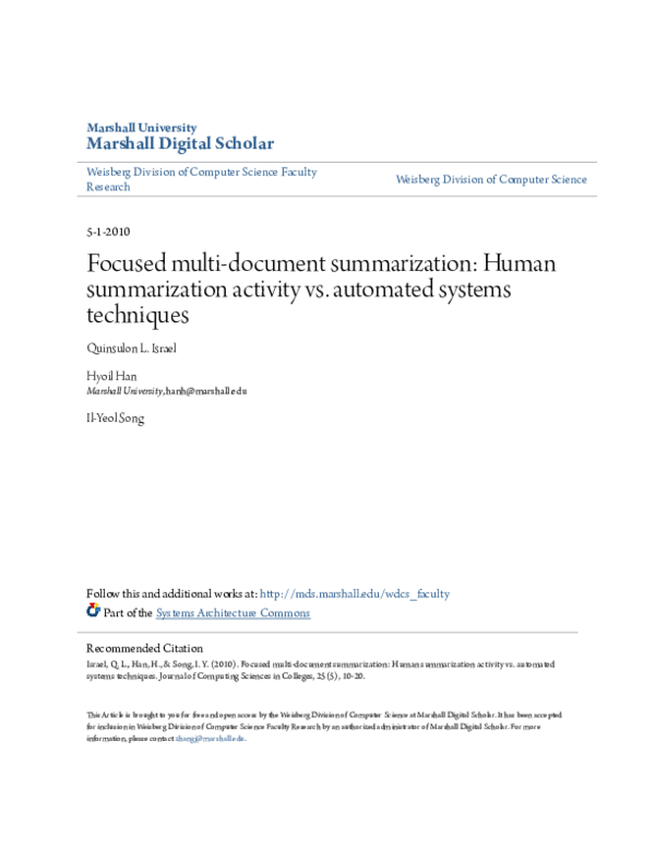 (PDF) Focused multi-document summarization: human summarization ...