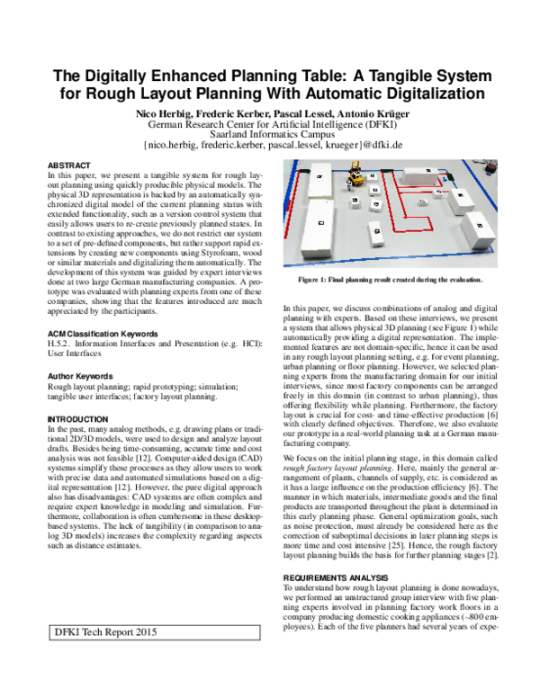 (PDF) The Digitally Enhanced Planning Table : A Tangible System for ...