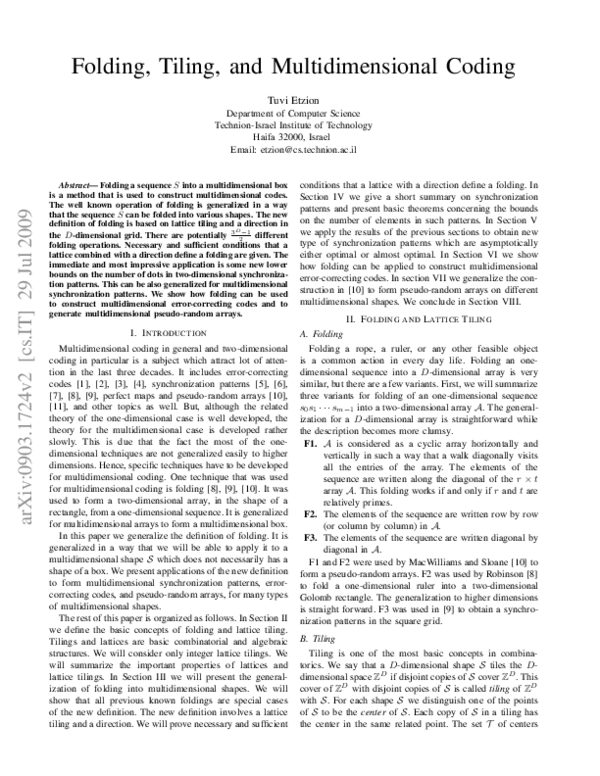 (PDF) Folding, Tiling, and Multidimensional Coding