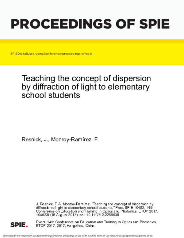(PDF) Teaching basic concepts based on diffraction grating to basic ...