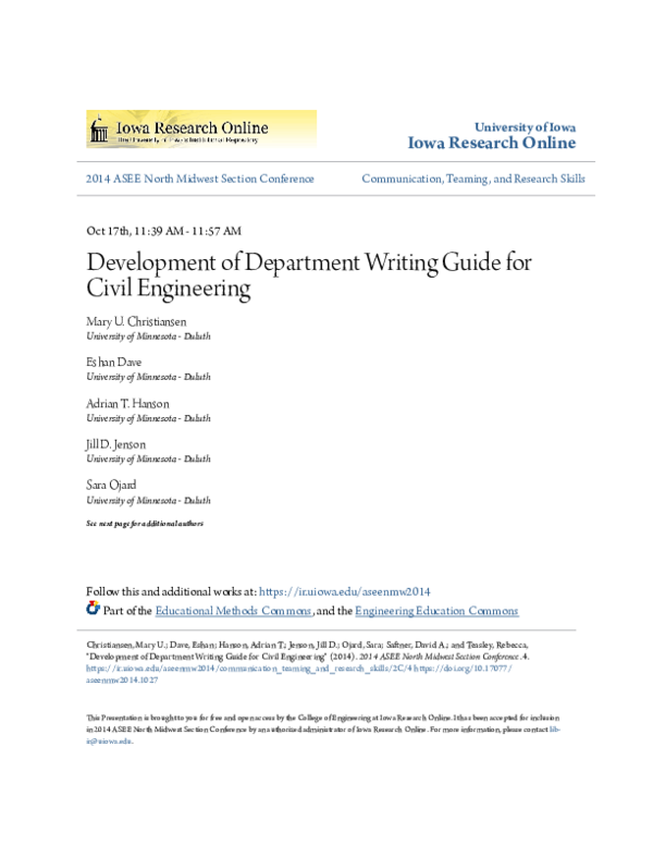 (PDF) Civil Engineering Writing Guide Development