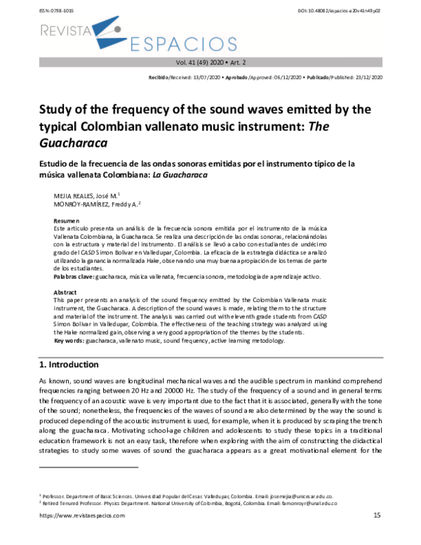 (PDF) Study of the frequency of the sound waves emitted by the typical ...
