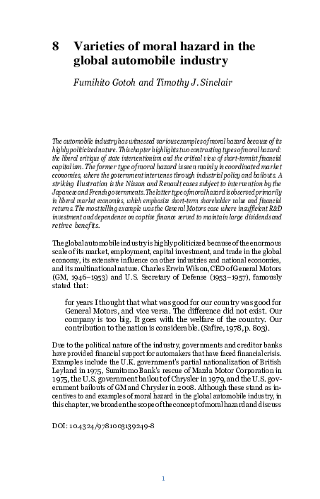 (PDF) Chapter 8 Varieties of moral hazard in the global automobile industry