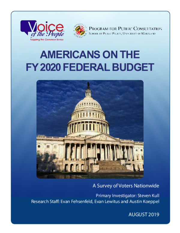 (PDF) AMERICANS ON THE FY 2020 FEDERAL BUDGET A Survey of Voters ...
