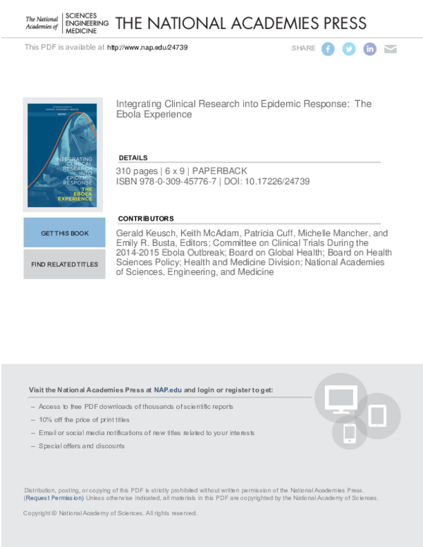 (PDF) Integrating Clinical Research into Epidemic Response | Michelle ...