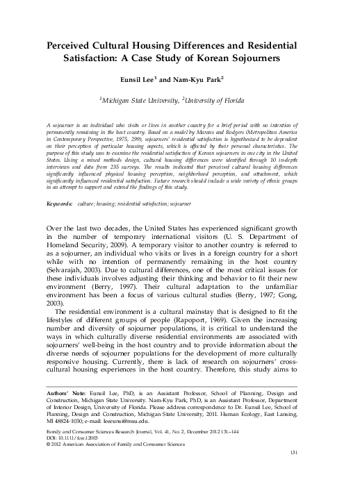 (PDF) Perceived Cultural Housing Differences and Residential ...