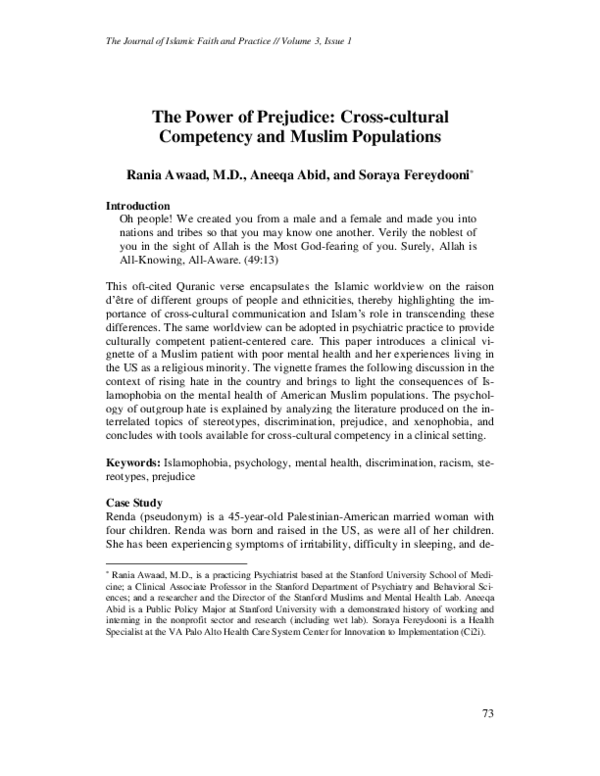 (PDF) The Power of Prejudice: Cross-cultural Competency and Muslim ...