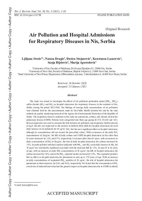 (PDF) Air pollution and hospital admissions for respiratory diseases in ...