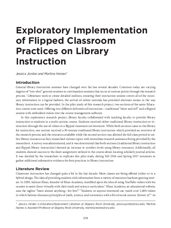 (PDF) Exploratory Implementation of Flipped Classroom Practices on ...