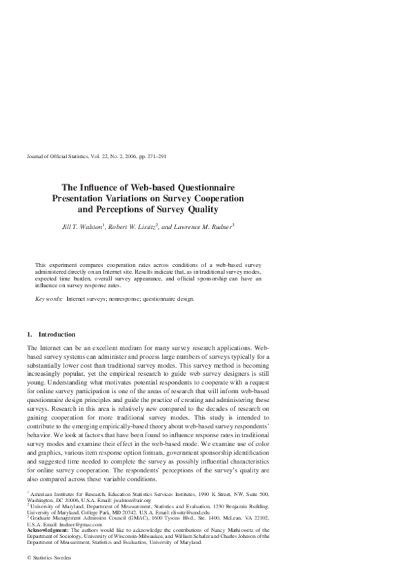 (PDF) The influence of web-based questionnaire presentation variations ...