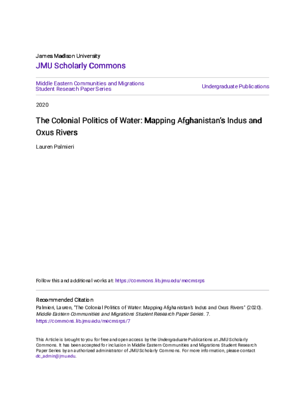 (PDF) The Colonial Politics of Water: Mapping Afghanistan’s Indus and ...