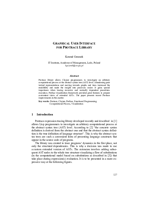 (PDF) Graphical User Interface for Protrace Library