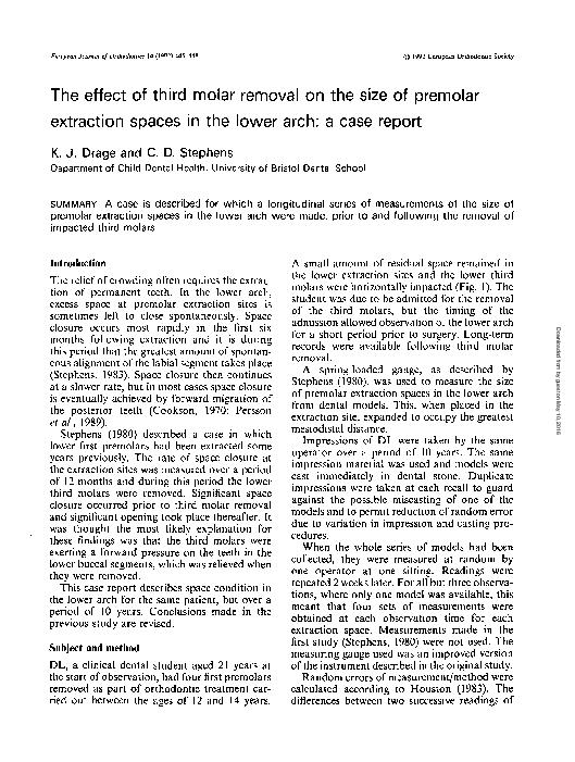 (PDF) The effect of third molar removal on the size of premolar ...