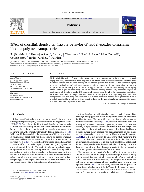 (PDF) Effect of crosslink density on fracture behavior of model epoxies ...