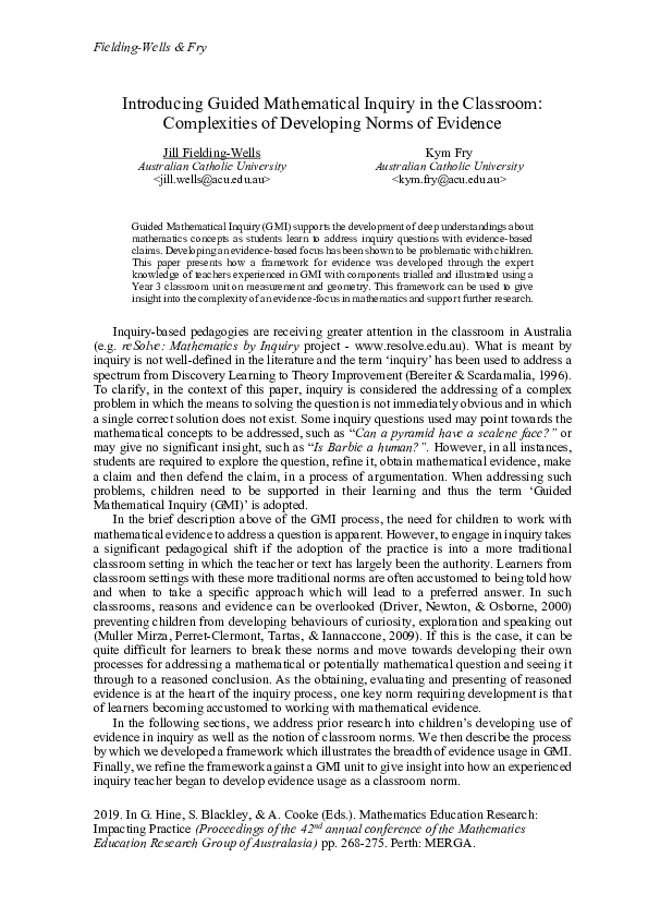 (PDF) Introducing Guided Mathematical Inquiry in the Classroom ...