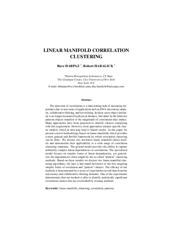 (PDF) Linear Manifold Correlation Clustering