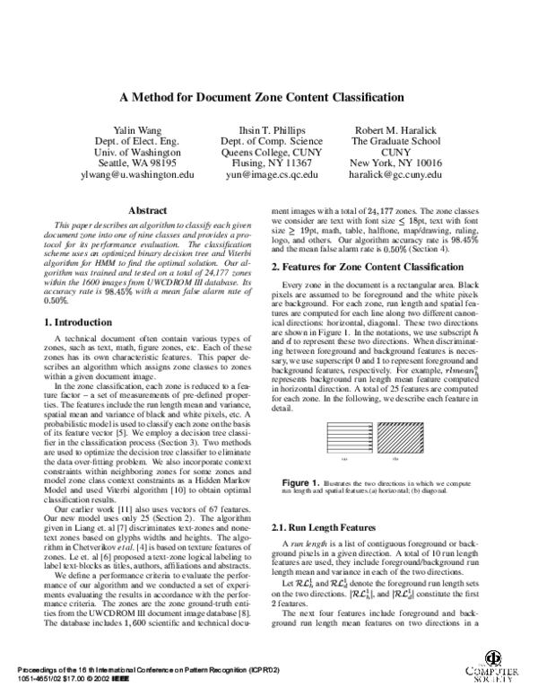 (PDF) A Method for Document Zone Content Classification