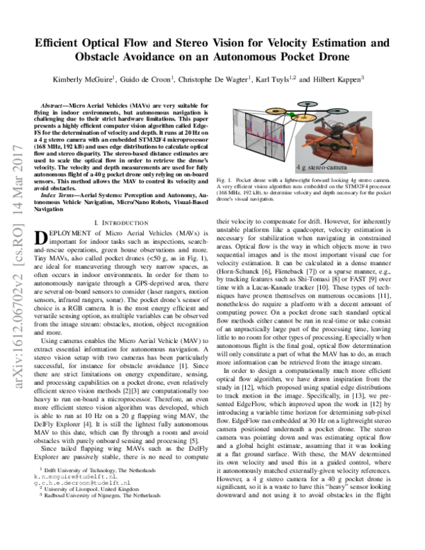 (PDF) Efficient Optical Flow and Stereo Vision for Velocity Estimation ...