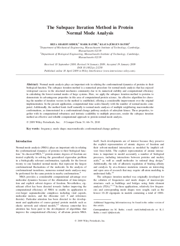 (PDF) Efficient Subspace Iteration for Protein Modes
