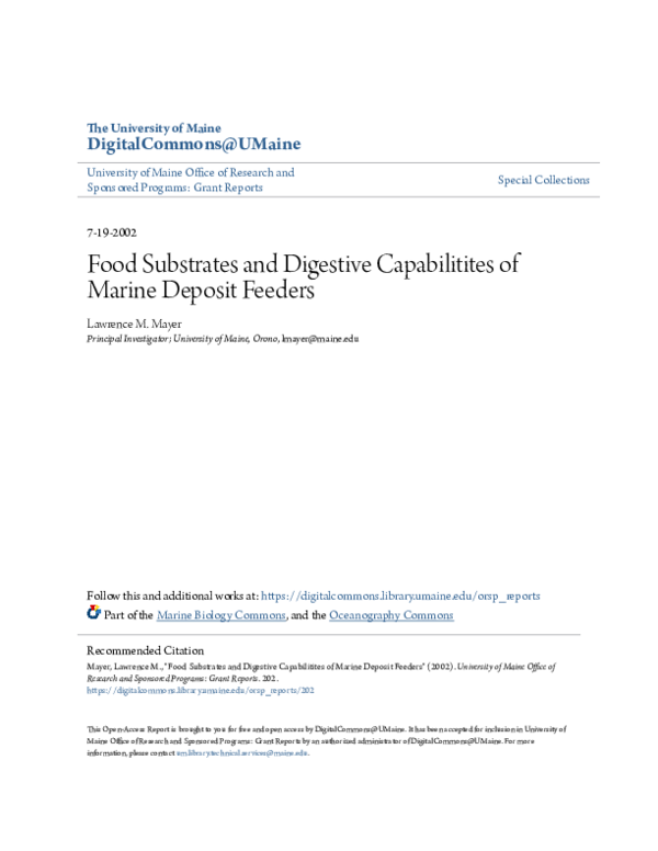 (PDF) Food Substrates and Digestive Capabilitites of Marine Deposit Feeders