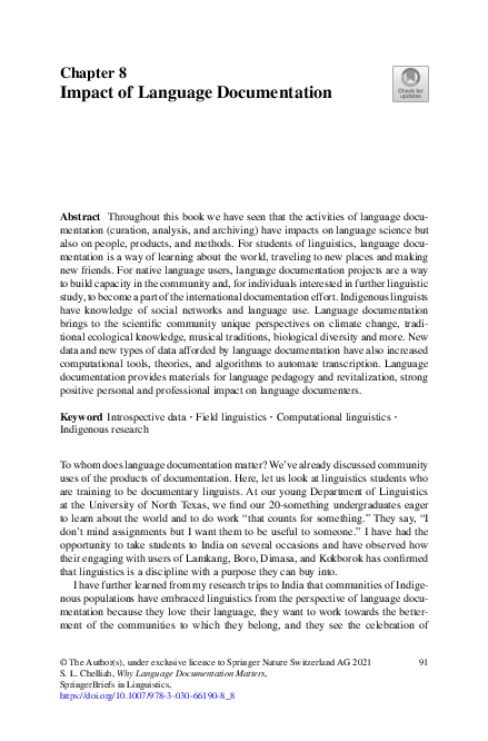(PDF) Impact of Language Documentation